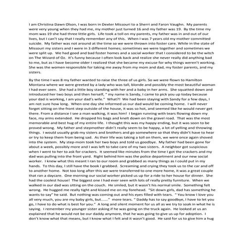 Autobiography co | DOCX | Adoption and Fostering | Parenting