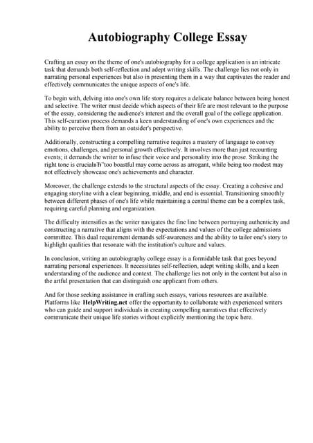 Sample College Personal Essay. Harrington College of Design | PDF