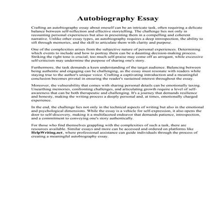 Autobiography Essay | PDF