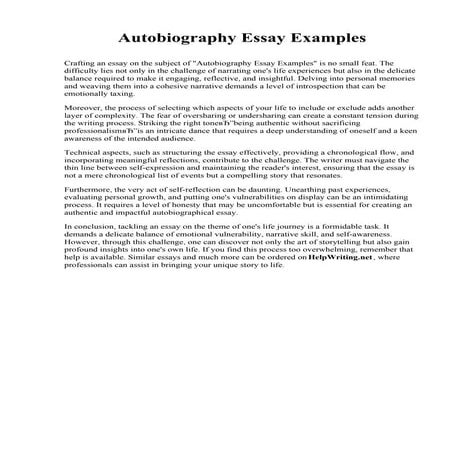Autobiography Essay Examples | PDF