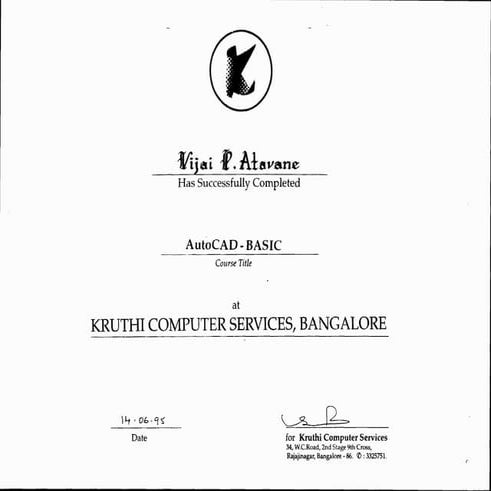 AutoCad Certificate | PDF