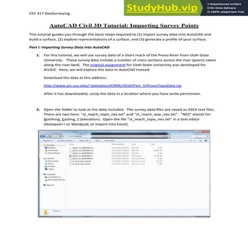 Importing Survey Data | ACAD Civil 3D | Total Station | | PDF