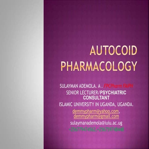 Autocoid Pharmacology by doctor sulaiman | PPT