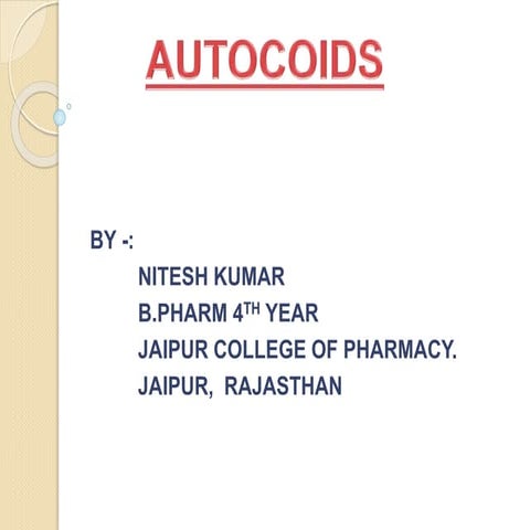 Introduction to autacoids and classification | PDF