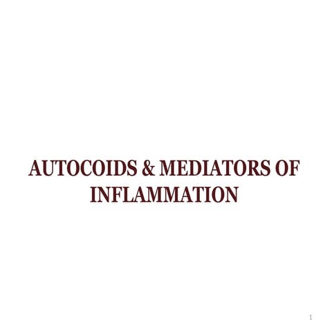 Introduction to autacoids and classification | PDF