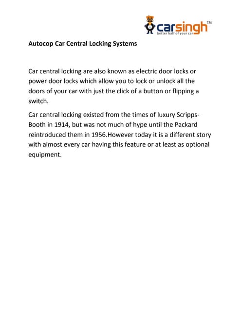 Car central locking | PDF | Information and Network Security | Computing