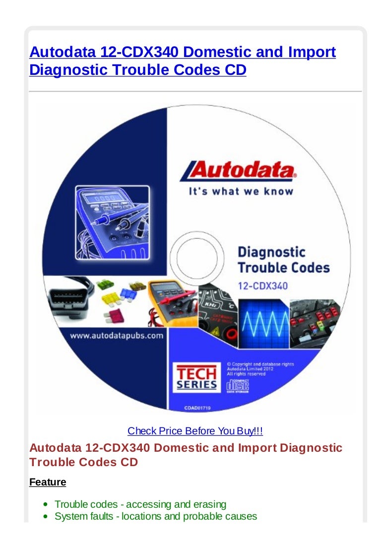 Autodata 12 cdx340 domestic and import diagnostic trouble codes cd