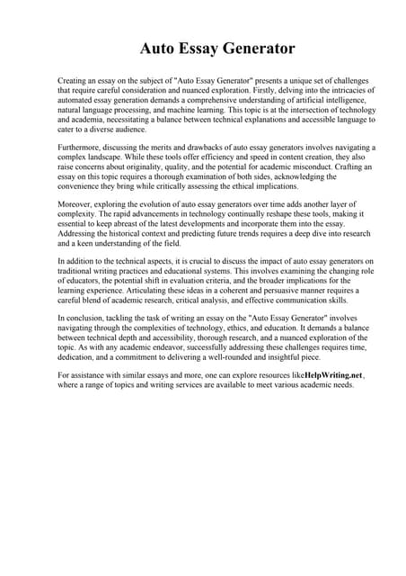 Automatic Essay Generator | PDF