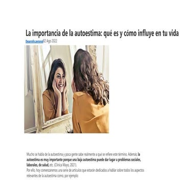 Autoestima en niños y adolescentes para mejorar. | PDF
