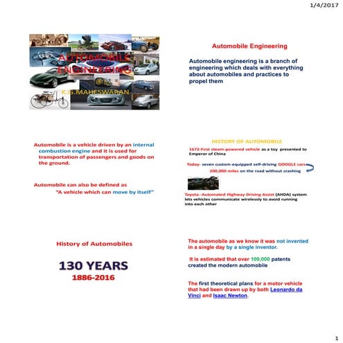 Automobile History for Engineering Students | PDF