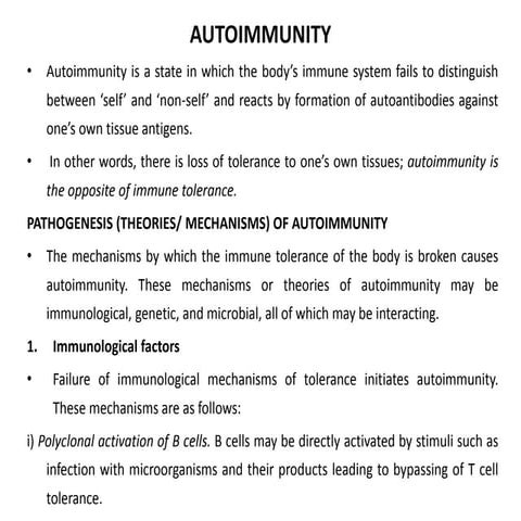 Mechanisms of autoimmunity | PPTX