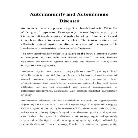 Autoimmunity and autoimmune diseases | DOCX