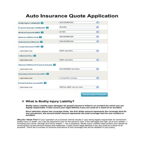 Auto insurance quote application 1 | DOCX
