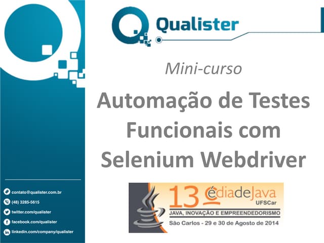 Automação De Testes Funcionais Com Selenium Webdriver Ppt