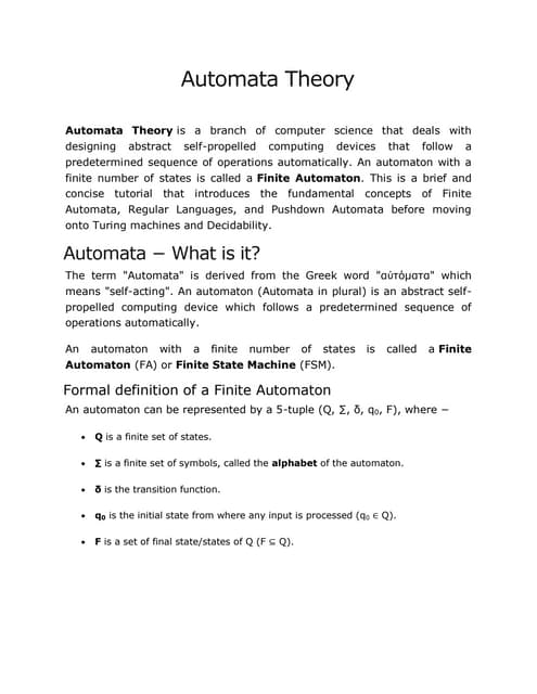 Toc 1 Introduction To Theory Of Computation Ppt 8125