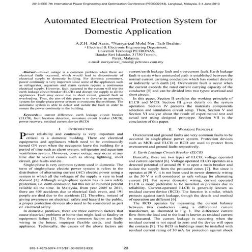 Automated Electrical Protection System For Domestic Application | PDF ...