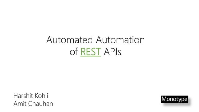 Automated Automation Of Rest Apispptx 8665