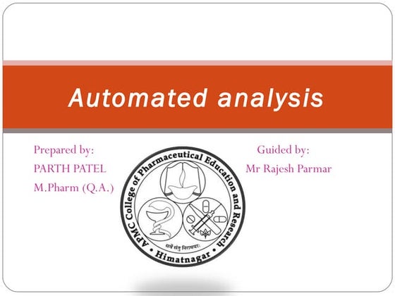 Automatic And Semi Automatic Analyser Biochemistry | PPTX
