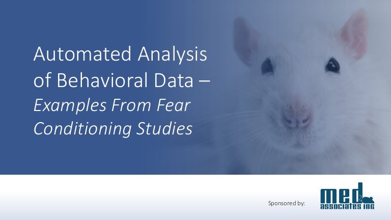 Automated Analysis of Behavioral Data – Examples from Fear Conditioni…