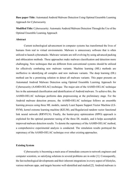 Malware Detection A Framework For Reverse Engineered Android Applications Pptx