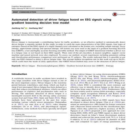 Automated Detection Of Driver Fatigue Based On Eeg Signals Using Gradient Boosting Decision Tree