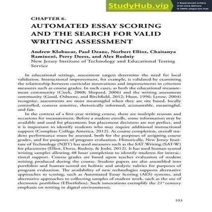 Automated Writing Assessment In The Classroom | PDF