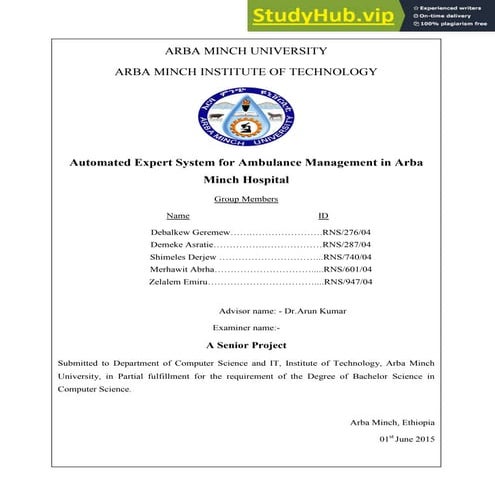Automated Expert System For Ambulance Management In Arba A Senior Project | PDF