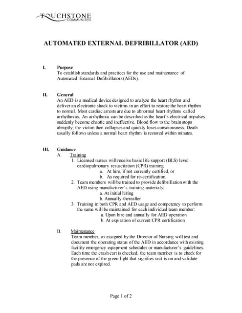 AUTOMATED EXTERNAL DEFIBRILLATOR | PPTX | First Aid | Injuries