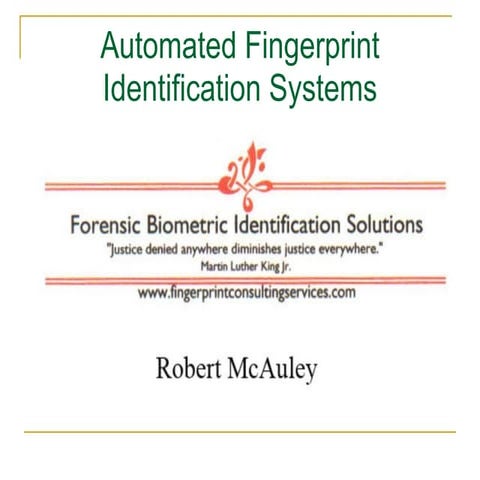 Automated Fingerprint Identification Systems Ppt