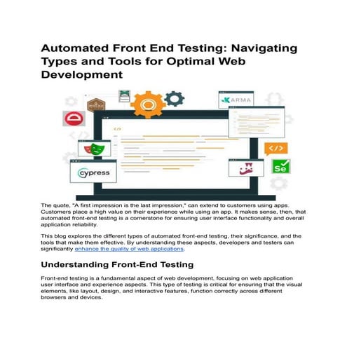 Automated Front End Testing Navigating Types And Tools For Optimal Web Developmentpdf 0161
