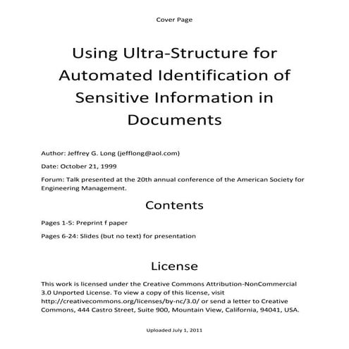 Automated identification of sensitive information | PDF