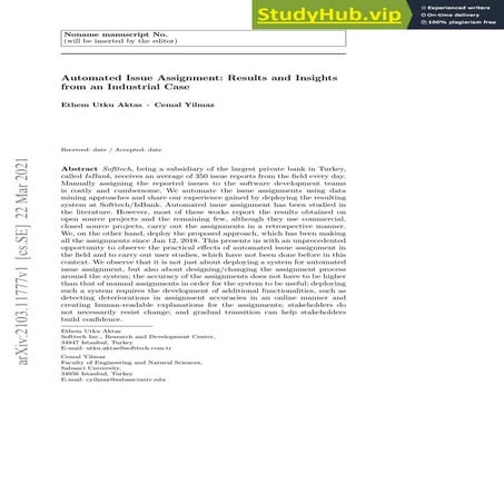 Automated Issue Assignment Results And Insights From An Industrial Case | PDF