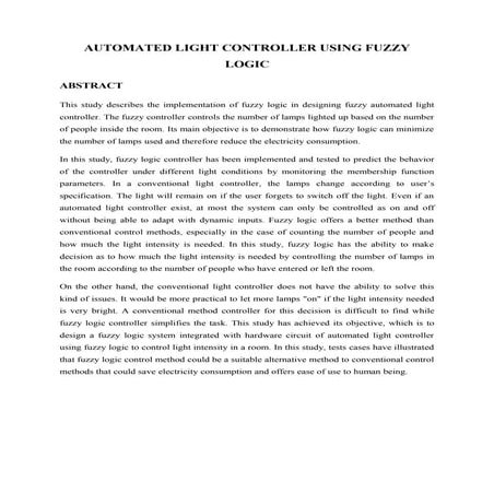 Automated light controller using fuzzy logic | PDF