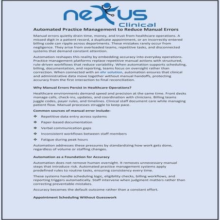 Automated Practice Management to Reduce Manual Errors | PDF