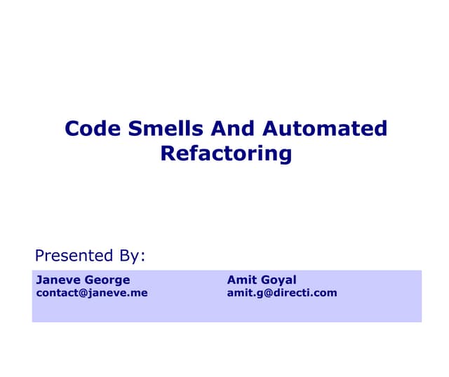 Automated Refactoring Ppt