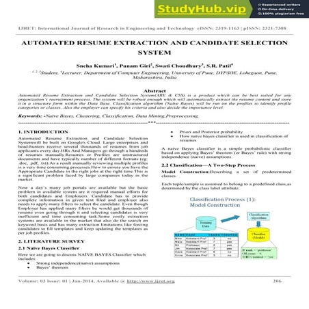 AUTOMATED RESUME EXTRACTION AND CANDIDATE SELECTION | PDF