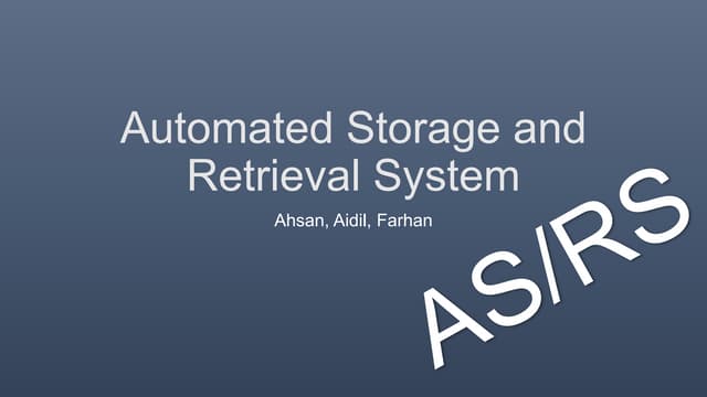 Automated storage and retrieval systems | PPTX