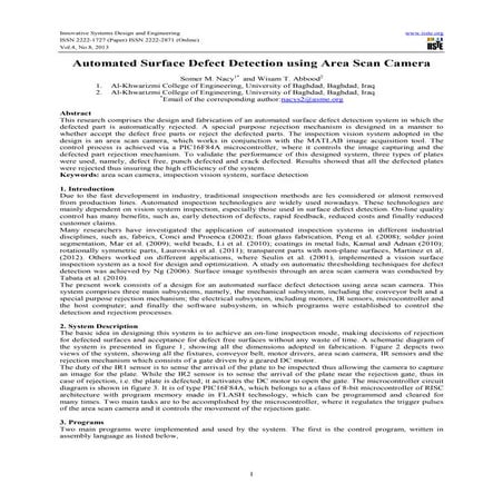 Automated Surface Defect Detection Using Area Scan Camera Pdf