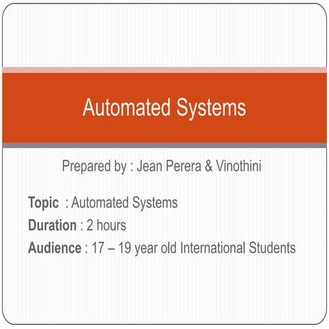 Automated systems | PPTX
