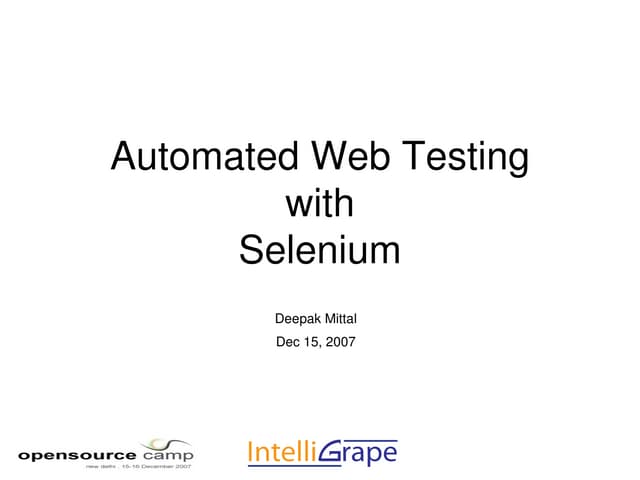 Automated Web Testing With Selenium Ppt 6557