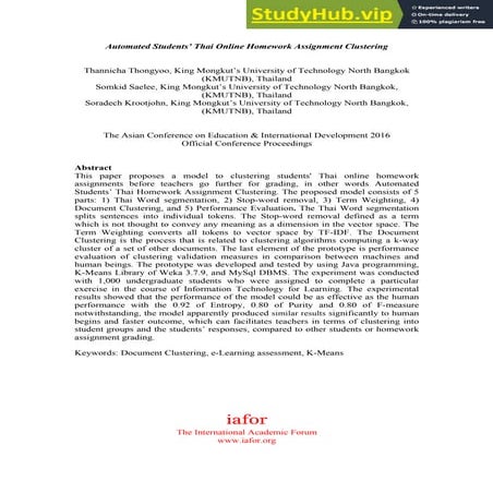 Automated Thai Online Assignment Scoring | PDF