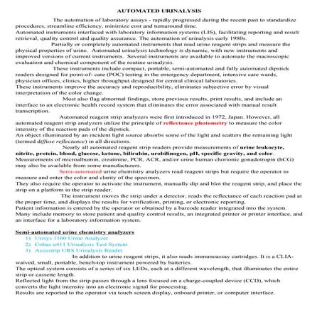 AUTOMATED URINALYSIS .docx | Operating Systems | Computer Software and Applications