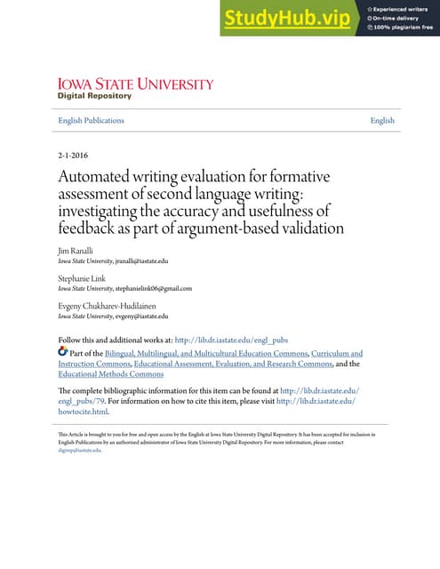 Automated Writing Evaluation | PDF