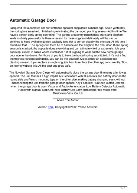 Automatic Garage Door | PDF