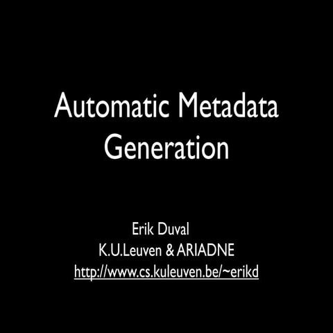Automatic Metadata Generation Ppt