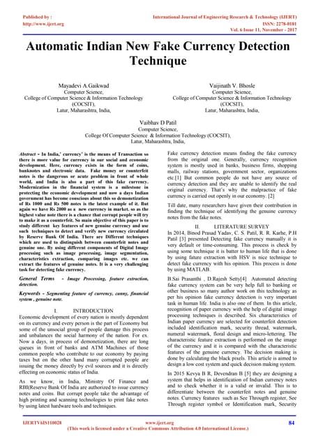 Security features of currency note | PPTX