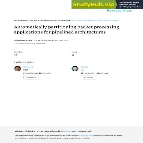 Automatically Partitioning Packet Processing Applications For Pipelined Architectures Pdf