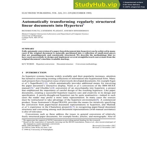 Automatically Transforming Regularly Structured Linear Documents Into Hypertext Pdf
