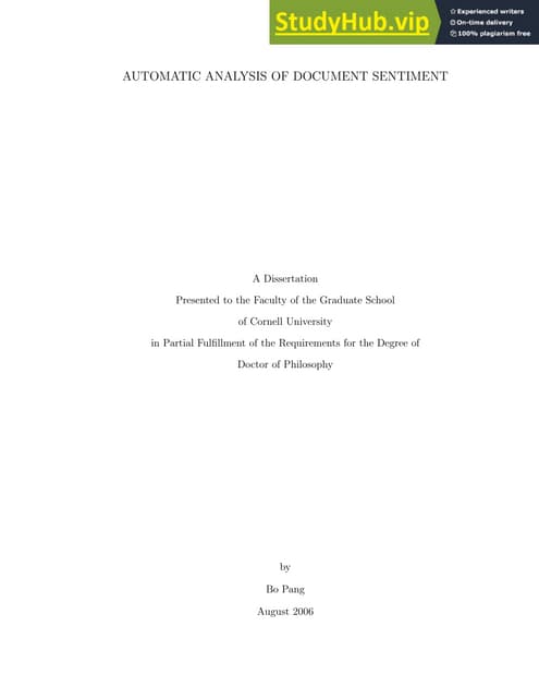 Automatic Analysis Of Document Sentiment Pdf
