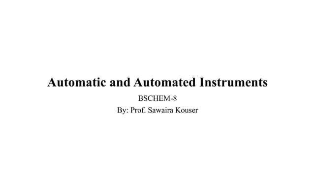 Automated Method of Analysis | PDF